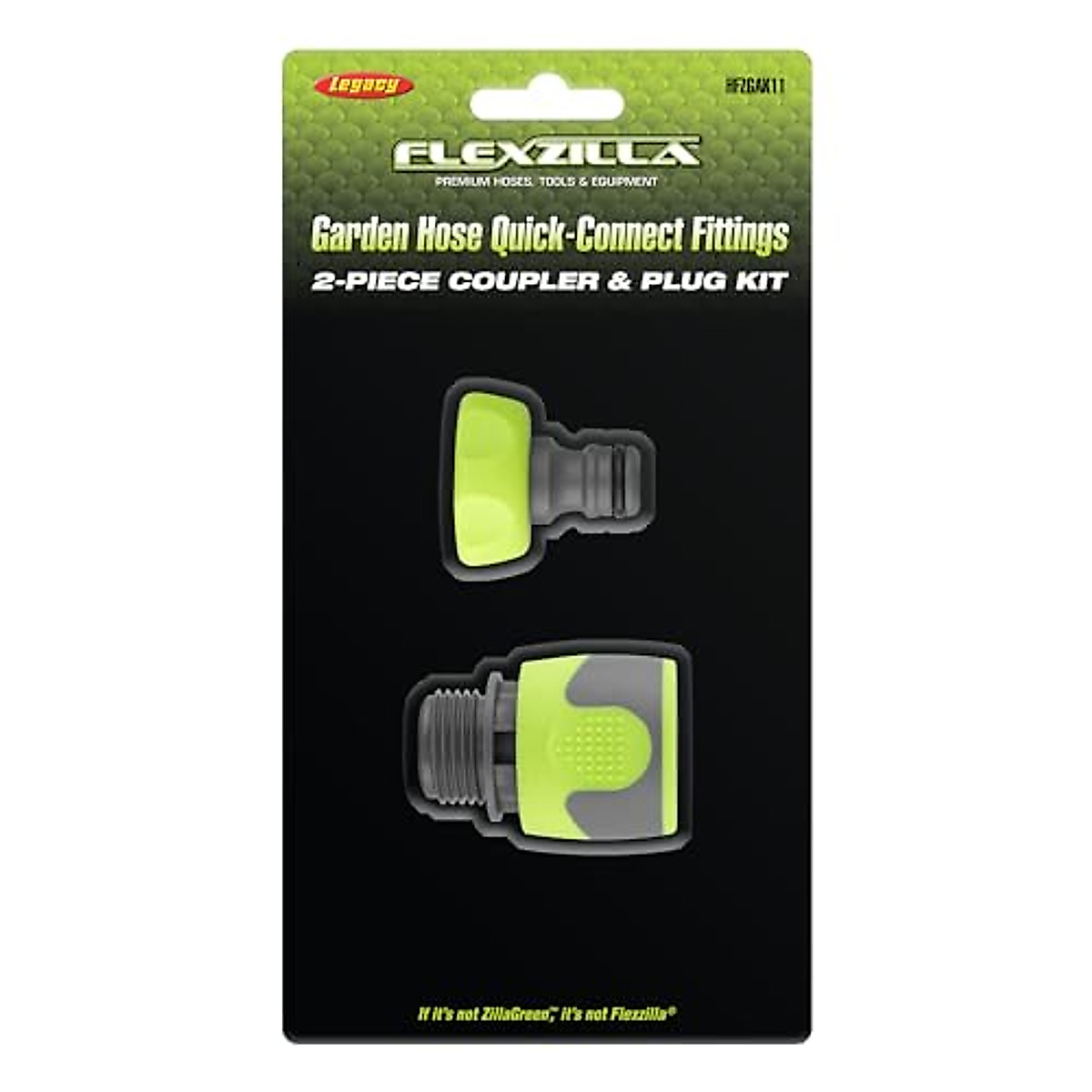 Flexzilla HFZGAK11 Garden Hose Quick-Connect Fittings, 2-Piece Coupler & Plug Kit, ZillaGreen