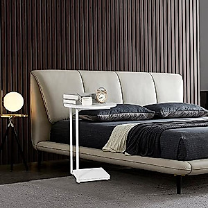 GYCZYCX C Shaped End Table,Round C Table,Snack Side Table for Sofa and Bed, Living Room (White)