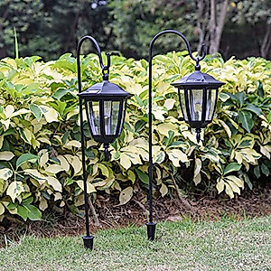 Viewsun 34 Inch Hanging Solar Lights, Shepherd Hook Lights with 2 Shepherd Hooks Waterproof Outdoor Decorative Solar Lantern Lights for Garden Decor, Patio, Backyard, Pathway, 4 Pack