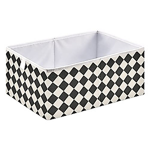 CaTaKu Black and White Checkered Cube Storage Bins for Organization, Rectangular Fabric Storage Cubes Storage Bins for Cube Organizer Foldable Storage Baskets for Shelves Living Room