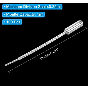 Disposable graduated plastic pipettes for scientific experiments, essential oils, cosmetic tools, DIY art (200pc)