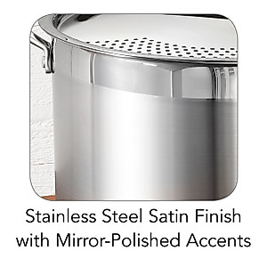 Tramontina Lock & Drain Pasta Cooker Pot with Strainer Lid 18/8 Stainless Steel 8 Qt, 80120/509DS