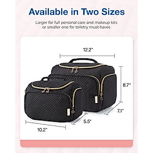BAGSMART Travel Toiletry Bag, Large Wide-open Travel Bag for Toiletries, Makeup Cosmetic Travel Bag with Handle, Black-L