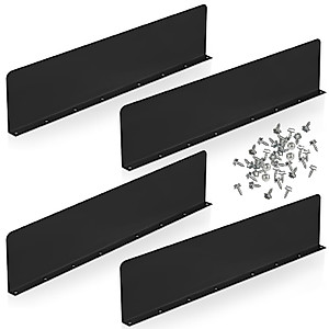 Blulu 4 Pcs Gutter Valley Splash Guards Metal Roofing Gutter Guard with 40 Screws Black Rain Diverter for Roof House Residential Flat Shingle Roof Drain Downspout Water (Straight)