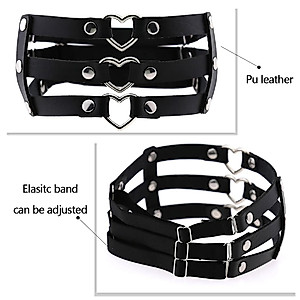 BODIY Women Punk Belt for Leg Straps Black Gothic Heart Thigh Belts Accessory for Halloween Rave Body Chain