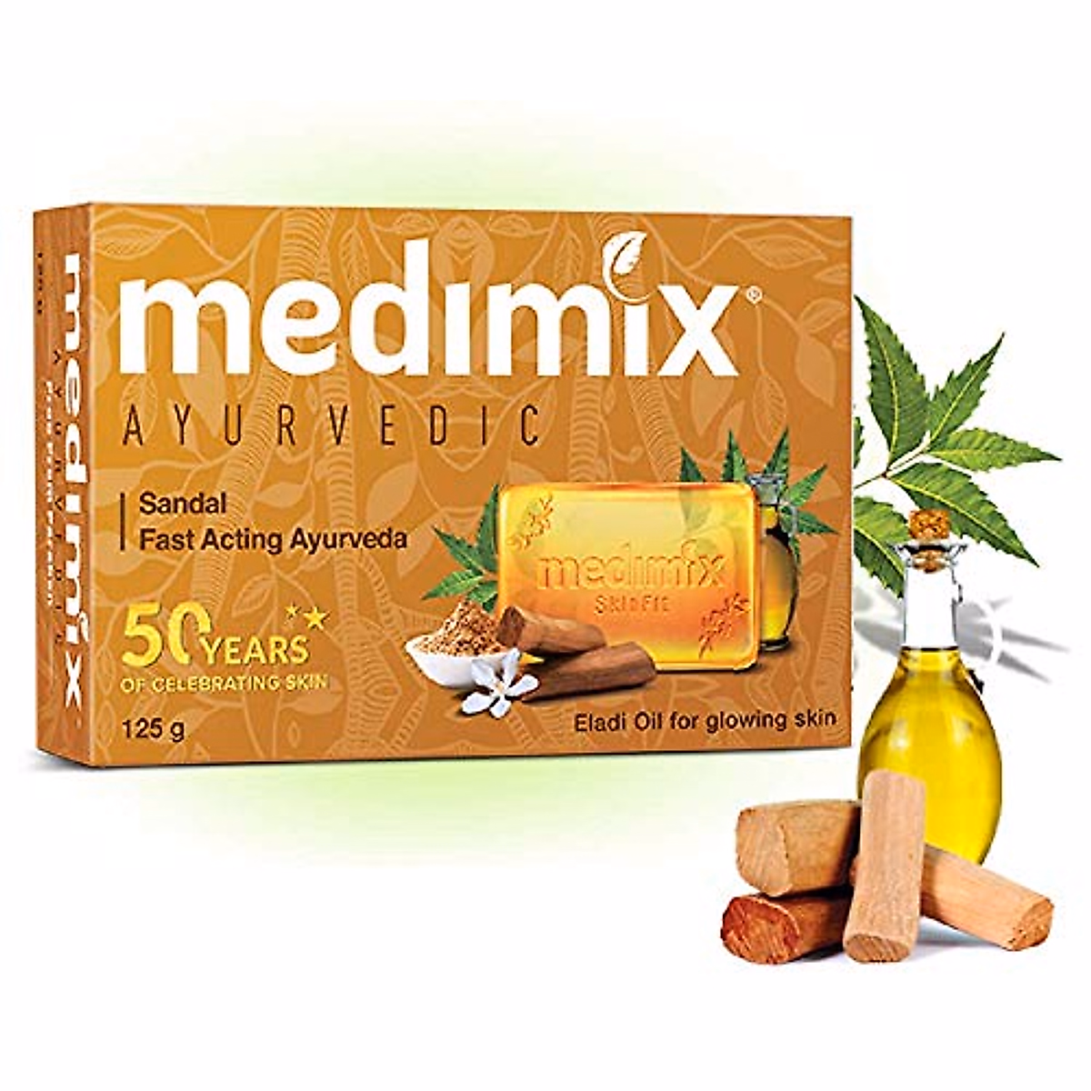 Medimix Handmade Herbal Handmade Ayurvedic Soap with Sandal with Eladi Oil for Blemish-Free Skin Pack of 12 (12 x 125 g)