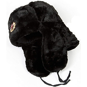 Hat Russian Soviet Army Black KGB * Fur Military Cossack Ushanka * Size L