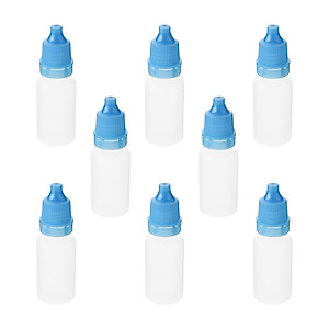 Bettomshin 20Pcs 10ml PE Plastic Dropping Bottles, Thin Mouth Vial of Squeezable Liquid Eye Liquid Dropper, Liquid Sample Seal Storage Bottle with Blue Cap