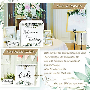 CYAOOI White Wedding Card Box with Lock, PVC Party Card Box for Wedding Reception, Floral Wedding Money Envelope Gift Card Holder Box for Graduation Birthday Baby Shower Decorations