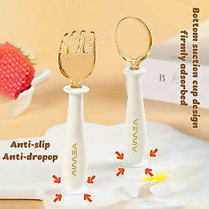 Aurrea Toddler Forks and Spoons Set with travel case, Kids utensils for self-feeding bendable handle,Safe silicone Children Spoon and Fork,Toddler utensils,Silicone Grip and PPSU Head, Aged 6M+