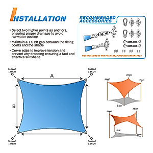 TANG Sunshades Depot 6x6 Feet Sun Shade Sail Square Canopy Shade Cover UV Block for Backyard Pergola Porch Deck Garden Patio Outdoor Activities Gray
