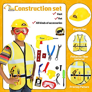 Deekin 5 Sets Kids Dressing up Costumes, Toddler Dressing up and Play for Age 3-7, Construction Worker, Police, Firefighter, Doctor, Surgeon Vest for Boys Girls Pretend Role Accessories