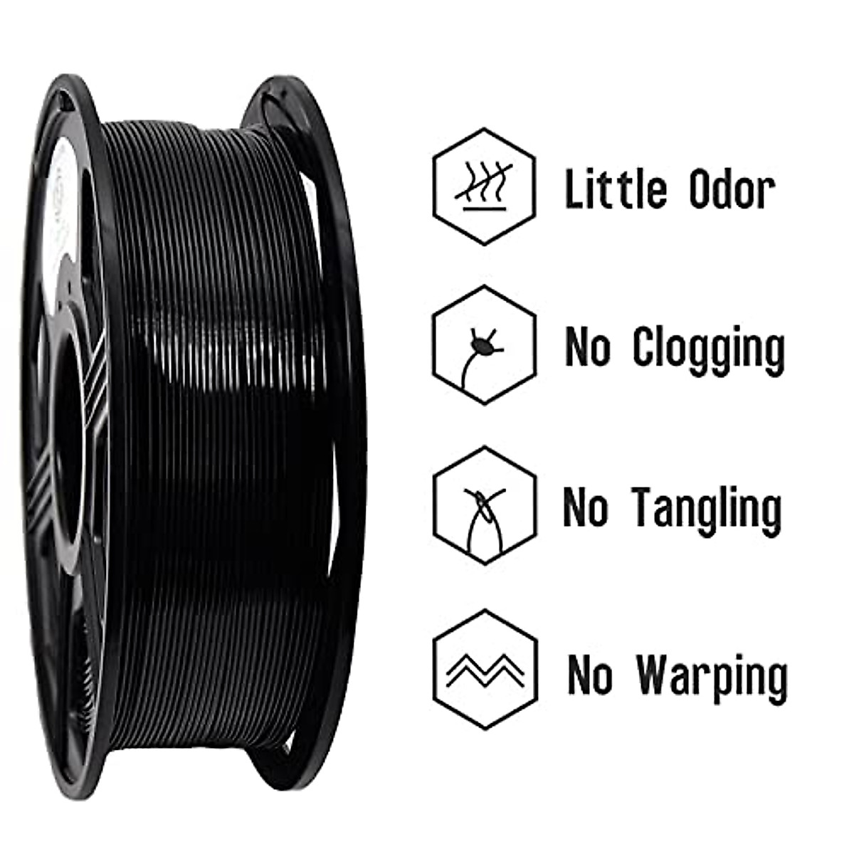 YOYI YOYI 3D Printer Filament,PETG Filament 1.75mm 2.2lbs(1kg) Spool, Dimensional Accuracy +/- 0.03 mm,100% New Raw Material,PETG Black