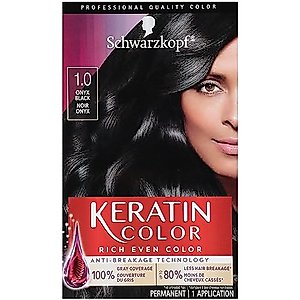 Schwarzkopf Keratin Color Permanent Hair Color Cream, 1.0 Black Onyx