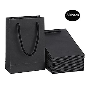 driew Black Bags for Gifts, Small Gift Bags 30 Pack Paper Gift Bags with Cotton Handle Black Gift Bags with Handle 5x2x7.5 inches Small Size