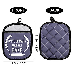 WCGXKO Baking Show Inspired Oven Pads Pot Holder with Pocket On You Mark Get Set Bake (Get Set Bake bl)