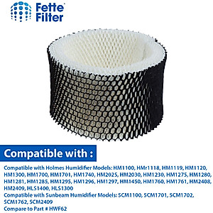Fette Filter -2 Humidifier Filters Compatible with Holmes & Sunbeam Humidifier Filter A, HWF62 HWF62CS HWF62D (Pack of 2)