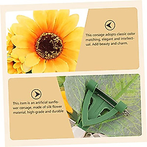 ARTIBETTER 2pcs Corsage Wrist Flower Bracelets for Man Prom Hair Accessories Men Gifts Stocking Stuffers Sunflower Wristlet Band Bracelet Sunflower Brooch Corsage Bride Brooch Wedding Corsage
