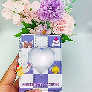 3 inch Mini Photo Album, Kpop Photocard Binder Photocard Holder Book Collect Book Butterfly Love Heart Hollow Photocard ID Holder with Cute Pendant 40Pockets (3inch purple duck)
