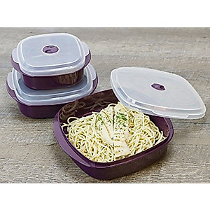 Calypso Basics by Reston Lloyd 6-Piece Microwave Cookware, Steamer and Storage Set, Plum