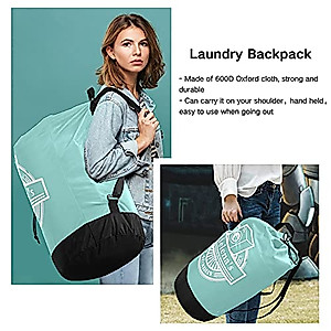 Personalized Teal Laundry Bag Backpack Custom Dirty Clothes Organizer With Strap and Handles Washable for College Dorm Room Essentials for Girls