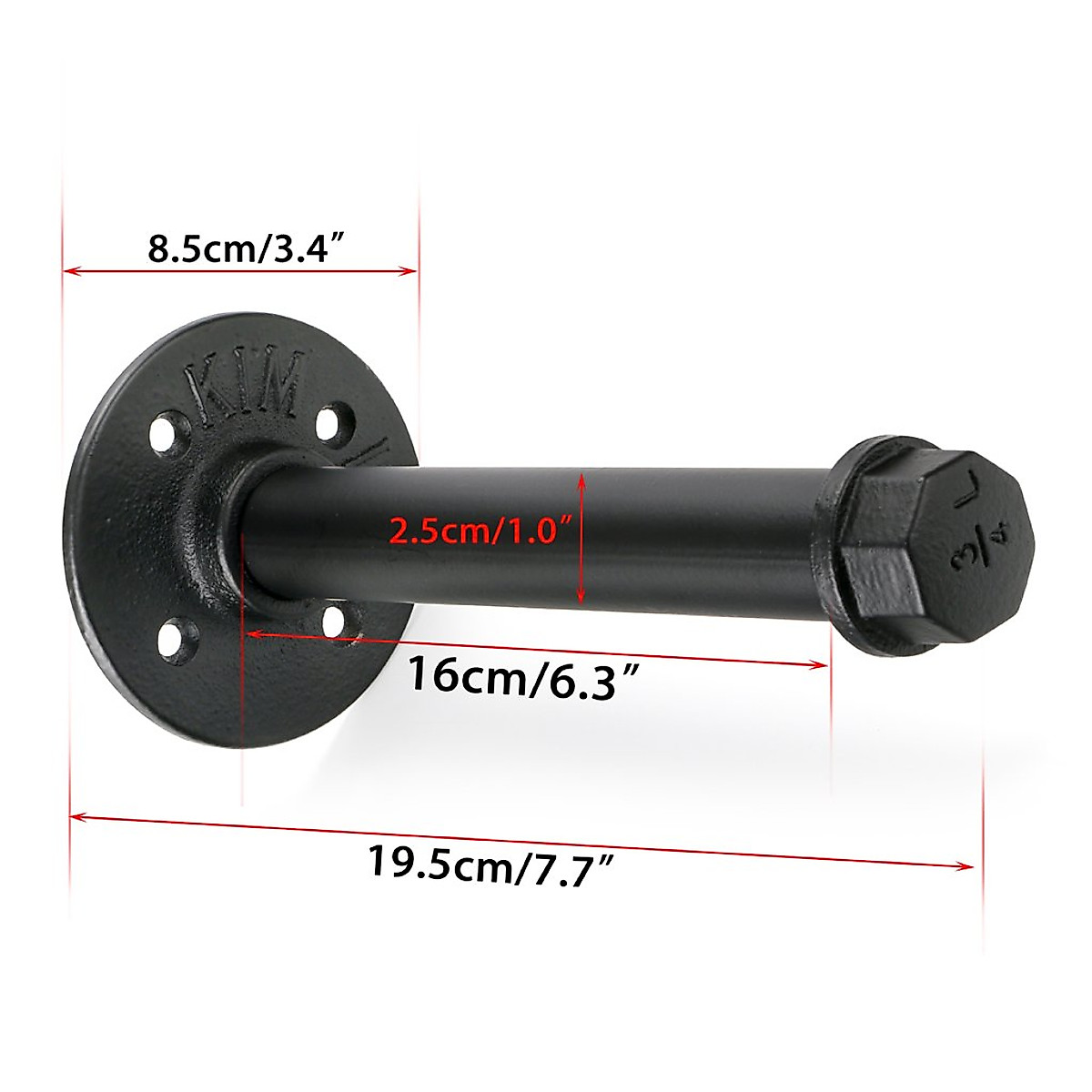 Sumnacon 4 Pcs 7.7 Inch Industrial Pipe Clothes Bar - Heavy Duty Rustic Metal Coat Hanger with Screws, Wall-Mounted Garment Holder Rack for Bedroom/Bathroom/Cabinet/Boutique/Clothing Store, Black