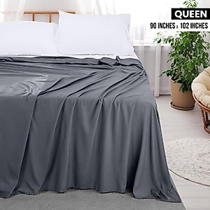 Utopia Bedding Flat Sheet - 1 Pack (Queen, Grey) - Soft Brushed Microfiber Fabric - Shrinkage & Fade Resistant Top Sheet - Easy Care Bed Sheet