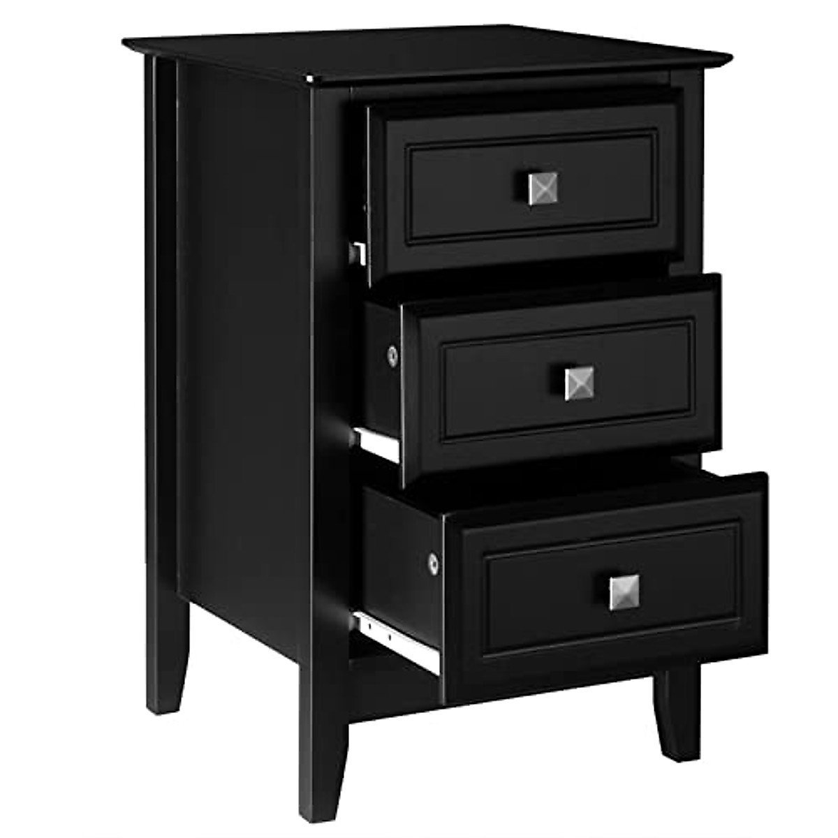 Bonnlo Upgraded 3 Drawers Night Stands for Bedrooms Set of 2, Wooden Black Nightstand Stylish, Modern Bed Side Table/Night Stand for Small Spaces, College Dorm, Kids’ Room, Living Room, 24H
