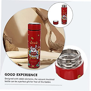 Veemoon 4pcs Year of The Rabbit Cup Year of The Rabbit Gift Chinese New Year Water Bottle Chinese Water Bottle Funny Water Bottles Souvenir Stainless Steel Travel Insulation