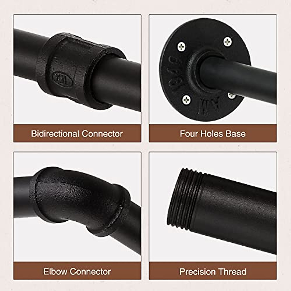 GREENSTELL Clothes Rack, 72.5 Inches Industrial Pipe Clothing Rack, Wall Mounted Closet Rod, Space-Saving Heavy Duty Hanging Bar, Detachable Multi-Purpose Hanging Rod for Closet Storage 3 Base