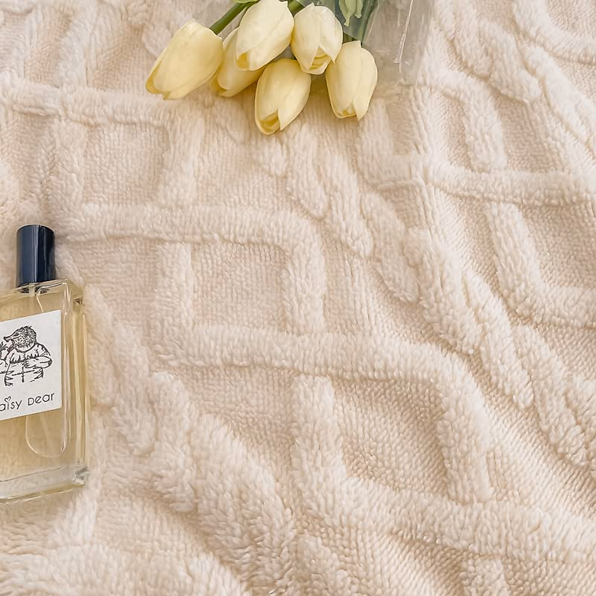 Bedbay Sherpa Fleece Blanket 70x80 Inch Beige Throw Blanket Boho Tufted Blanket Soft Warm Plush Sherpa Fleece Blanket Versatile Blanket Fluffy Blanket for Bed Sofa Couch Travel(Cream,70"x80")