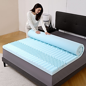 NeuType 3 Inch Memory Foam Mattress Topper Queen Size Mattress Topper 7 Zoned Comfort Cooling Gel Infused Bed Topper CertiPUR-US Certified, Foam Mattress Pad for Pressure-Relieving