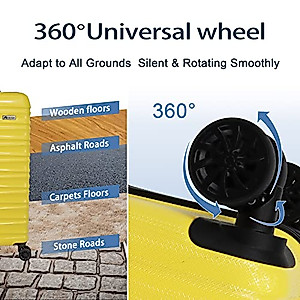 Aklsvion Luggage Sets 3 Piece(20/24/28)-Suitcase Set- Luggage with Wheels-PC + ABS Durable Lightweight Rotating hardshell suitcase 5PCS(Yellow)…