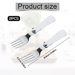 2pcs Replacement Fork for Thermos, Stainless Steel Foldable Folding Portable Serving Forks Compatible with Thermos Funtainer 10oz Food Jar for Outdoors Picnic Travel Tableware