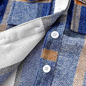 Kids Boys Girls Plaid Flannel Shirt Jacket Long Sleeve Lapel Button Down Shacket Coats Fall Winter Clothes,0-10Years