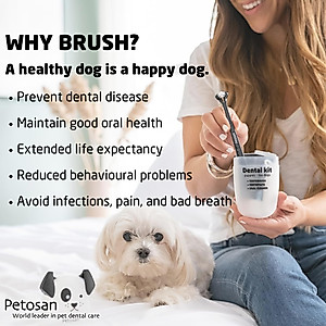 Petosan Complete Dental Kit for Dogs with Toothbrush, Toothpaste and Microfiber Cleaner, for Small Dogs Up to 14 lbs