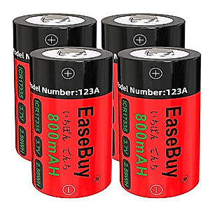 EaseBuy Arlo Rechargeable Batteries, 800mAH 123A Rechargeable Batteries for Arlo VMS3130 VMC3030 VMK3200 VMS3330 3430 3530 Cameras, Alarm System, Flashlight (4-Pack)