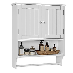 Mino Kesper Bathroom Cabinet Wall Mount with 2 Doors and Adjustable Shelf, Over The Toilet Storage Cabinet, Medicine Cabinet for Bathroom Organizers and Storage