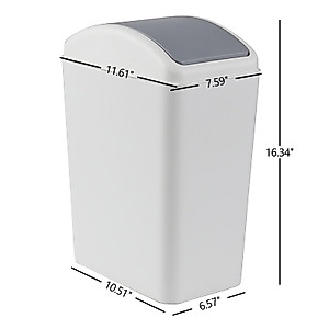 Udotry 4.5 Gallon Plastic Trash Can with Swing Top, Slim Plastic Kitchen Garbage Can, Gray