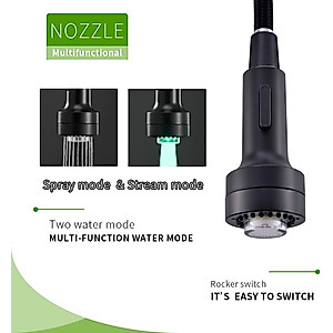 GIMILI Black Kitchen Faucet with Sprayer Modern Single Handle Pull Down Sprayer Matte Black Kitchen Faucet Pull Down with LED Light