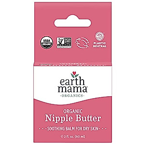 Organic Nipple Butter Breastfeeding Cream by Earth Mama | Lanolin-free, Postpartum Essentials Safe for Nursing, Non-GMO Project Verified, 2-Fluid Ounce