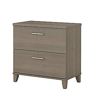 Bush Furniture Somerset 3 Position Sit to Stand L Shaped Desk, 72W, Ash Gray & Somerset 2 Drawer Lateral File Cabinet, Ash Gray