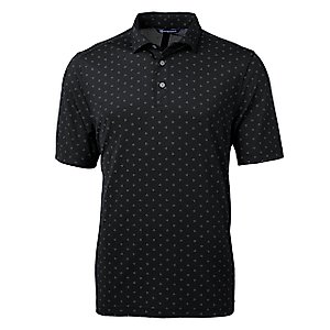 Cutter & Buck mens Virtue Eco Pique Tile Print Recycled Big Tall Polo Shirt, Black, 1X US