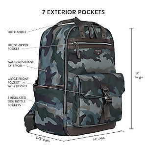 TWELVElittle Unisex Courage Backpack Diaper Bag with Changing Pad, Multiple Insulated Pockets in Camo