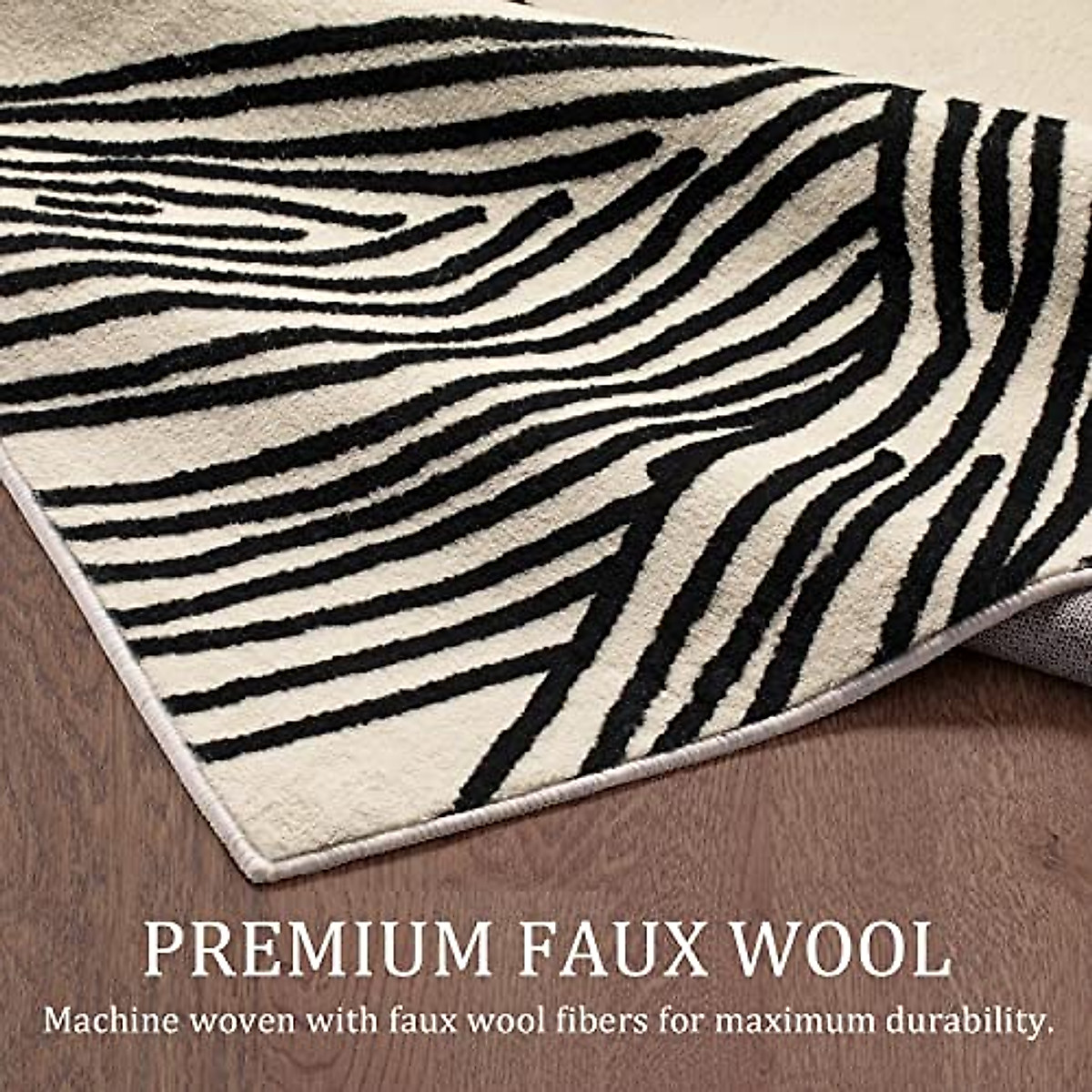 YIHOUSE 6×9 Ft Area Rugs Non-Shedding Washable Rug, Bedroom Living Room Dining Room Office Soft Nonslip Modern Rugs Faux Wool Collection Carpet Indoor/Outdoor Rugs-Black and White Rug