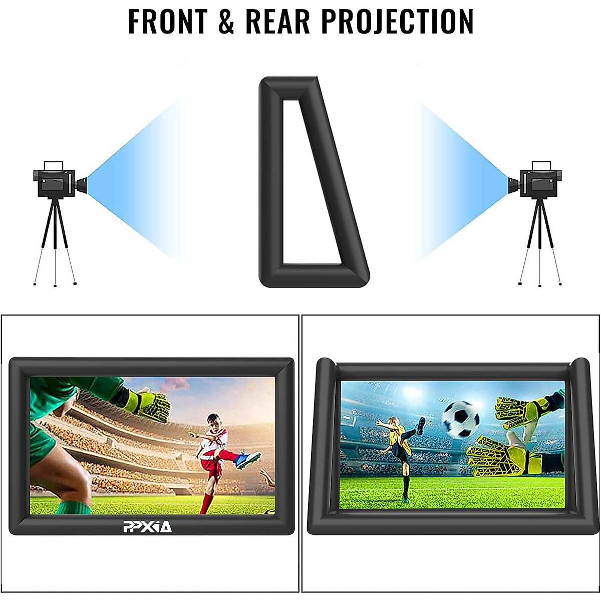 PPXIA Inflatable Screen Outdoor 30ft with Air Blower, Extra Large Blow Up Projector Screen for Outside Movie Nights Home Theater Backyards Pool BBQ Party Fun, Supports Front and Rear Projection