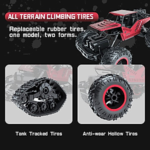 RC Monster 2 in 1 Remote Control Car for Boys Girls, 1:14 Scale 25+ KM/H RC Trucks Car 2.4GHz All Terrains Off Road Monster Crawler Vehicle Toy with 2 Rechargeable Batteries (Red)