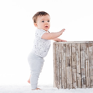 Lamaze Organic Baby Baby Infant Pull On Jogger 4 Pack Pants, Grey Solid/Striped, Newborn