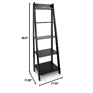 Adeptus 5 Shelf Ladder - Made from Solid Wood (Black)