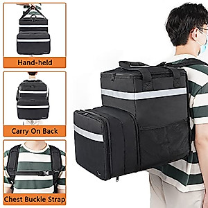 Pizza Delivery Bag & black Food Delivery Backpack, Bundle Expandable Insulated Hot Pizza Bags for Delivery Bike,Large Pizza Carrier Insulated Hot Food Bags for Delivery,Thermal Food Delivery Bag